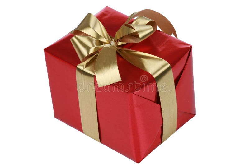 Red gift with gold ribbons stock photo. Image of giving - 7407232