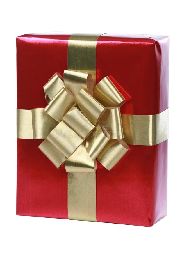 Red gift with gold ribbons stock photo. Image of wrapped - 7407290
