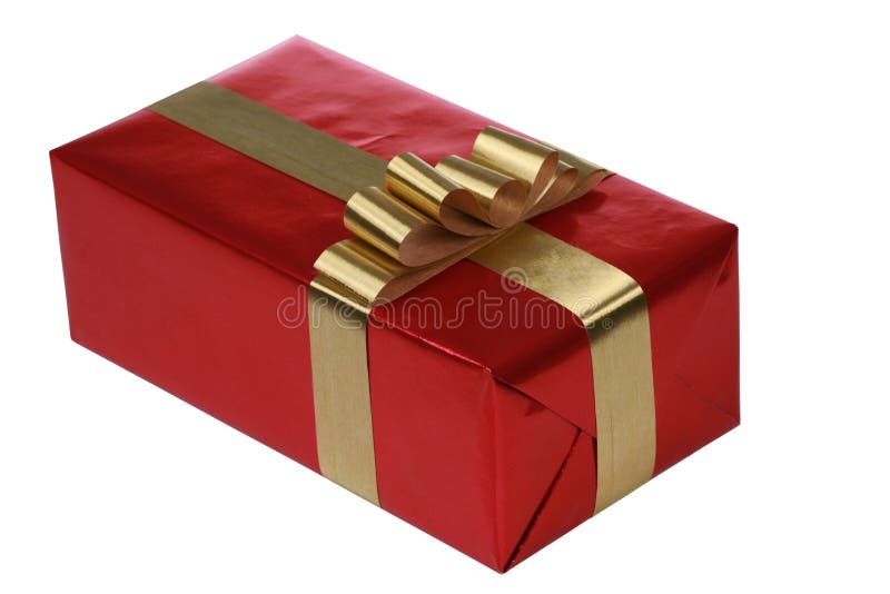 Red gift with gold ribbons stock photo. Image of wrapping - 7407400