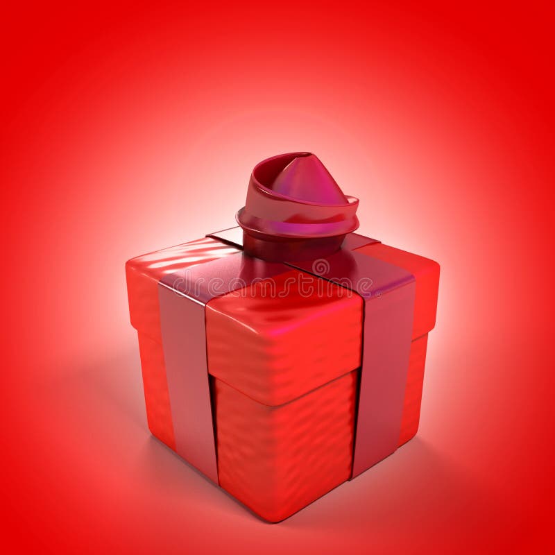 A Red Gift Box Isolated on White Background, Blurred Bokeh Lights in ...