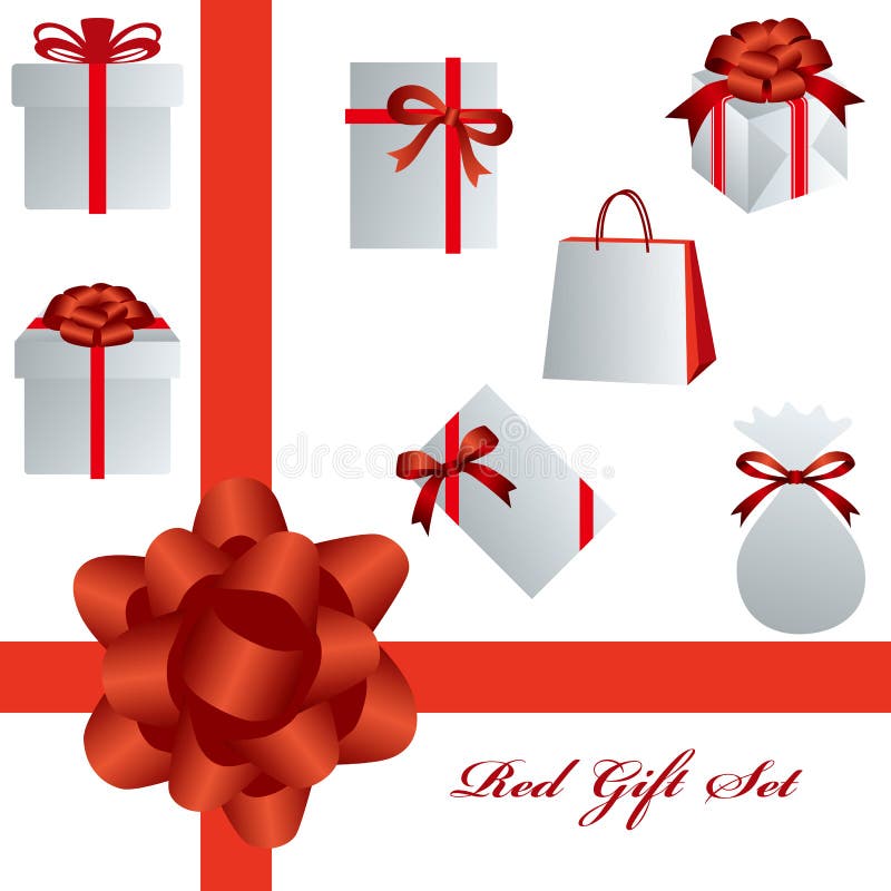 Red gift set stock vector. Illustration of festive, pattern - 15028104