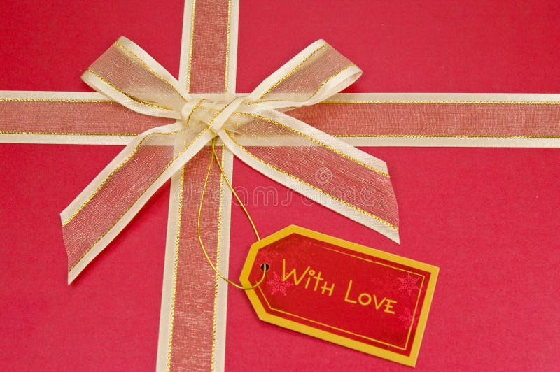 Red gift with tag stock image. Image of gift, label, shiny - 12563423