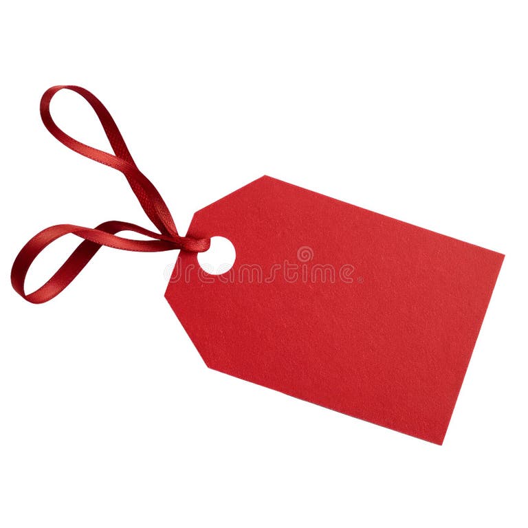 Red Gift Tag with Ribbon Isolated on White Stock Illustration ...