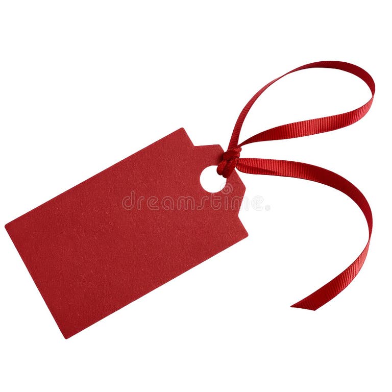Red Gift Tag with Ribbon, Isolated on White Stock Illustration ...