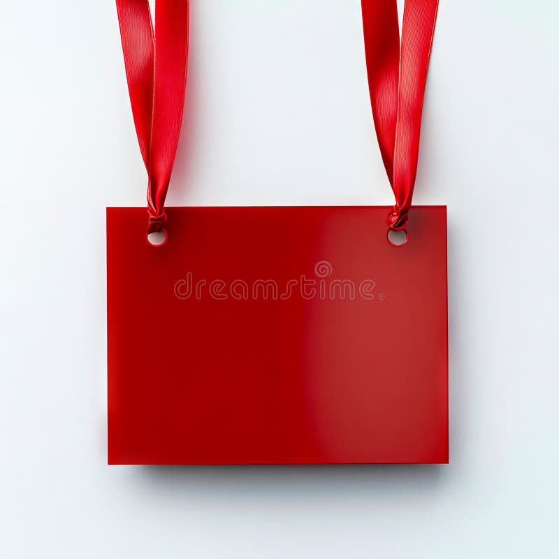 A Red Gift Tag with a Red Ribbon Tied Around it Stock Photo - Image of ...