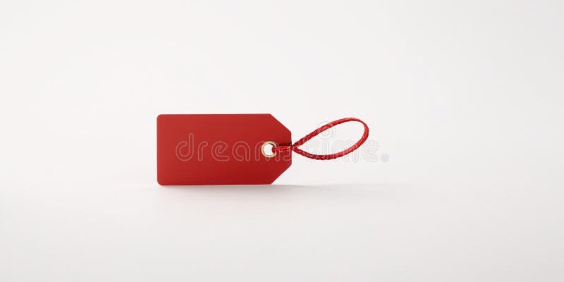 Red Gift Tag with String on White Background Stock Illustration ...