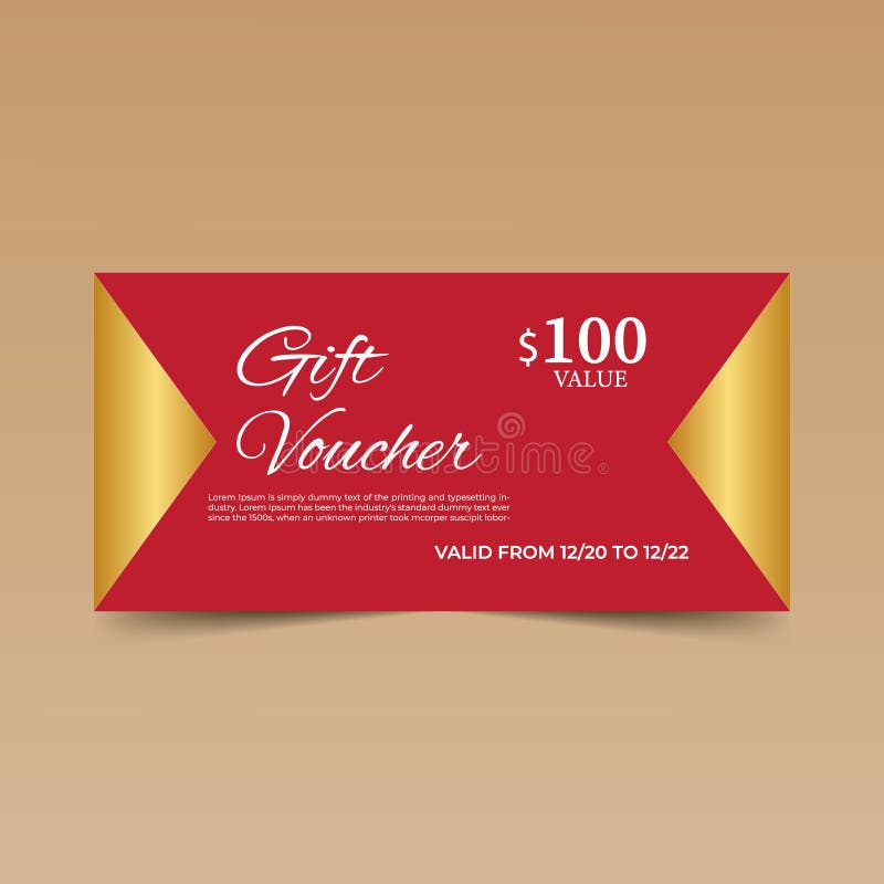 Red Gift Voucher Design Template Stock Vector - Illustration of gift ...
