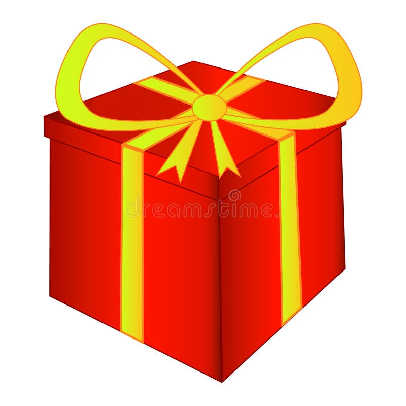 Red gift with a yellow bow stock illustration. Illustration of present ...
