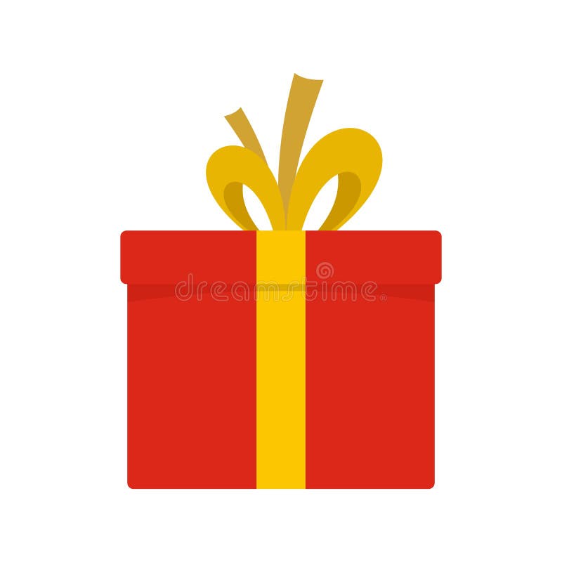 Red Giftbox Icon, Flat Style Stock Illustration - Illustration of ...