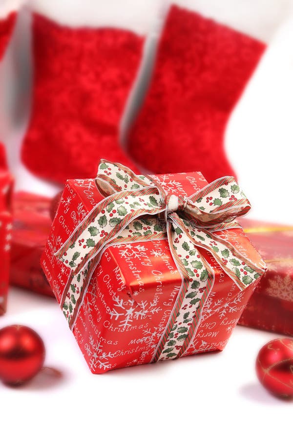 Red gifts stock image. Image of sock, silver, package - 17262517