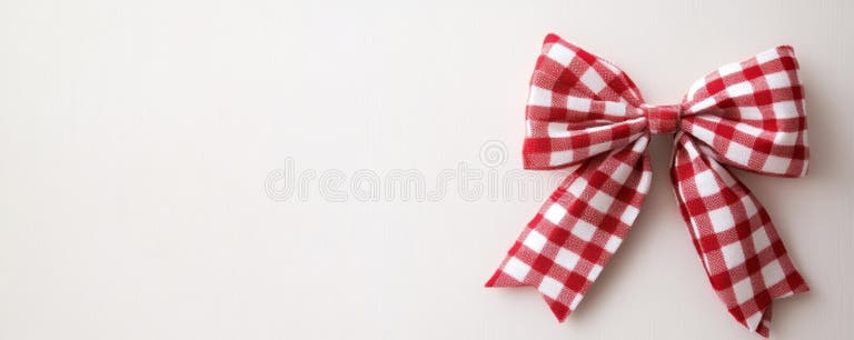 Red Gingham Bow on White Background, Fabric Texture, Gift Decor, Bow ...