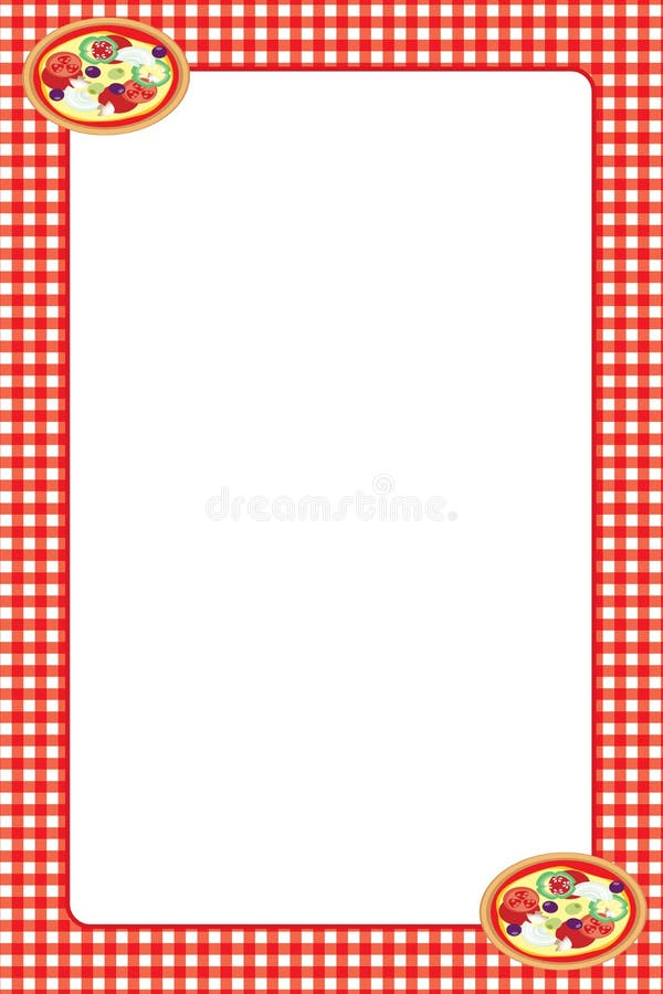 Red Gingham Pizza Frame stock illustration. Illustration of dough ...