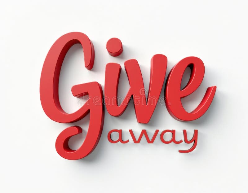 Red Giveaway Text on a White Background in 3D Rendering. Stock ...