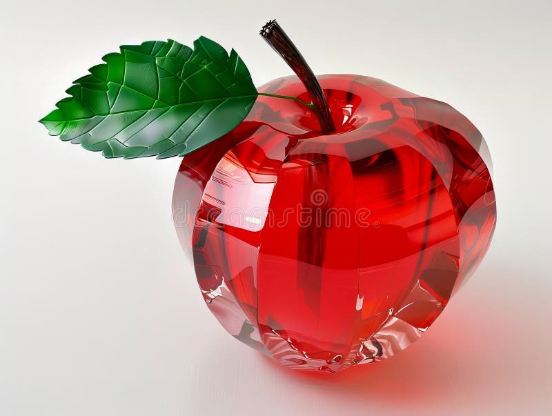 A Red Glass Apple with a Leaf on it Stock Photo - Image of candy ...