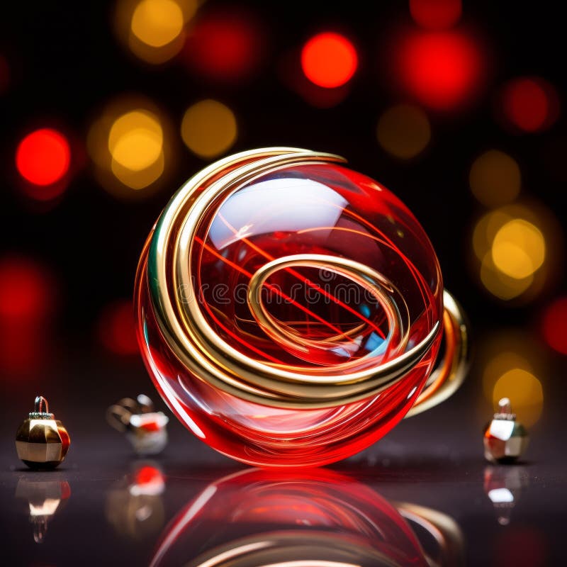 A Red Glass Ball with a Gold Swirl on it Stock Illustration ...