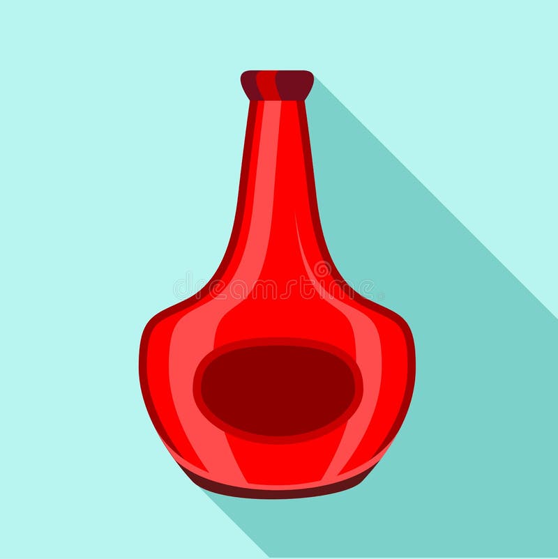 Red Glass Bottle for Alcohol Icon, Flat Style Stock Vector ...