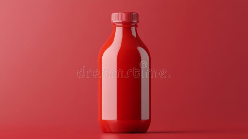 Red Glass Bottle Mockup on Red Background Stock Illustration ...