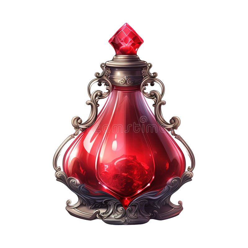 Red Glass Bottle with a Red Top Stock Image - Illustration of holder ...