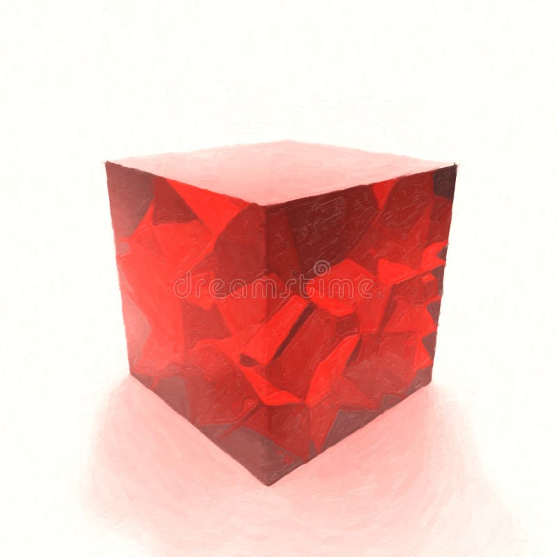 Red Glass Cube Oil Painted. 3d Illustration Stock Illustration ...