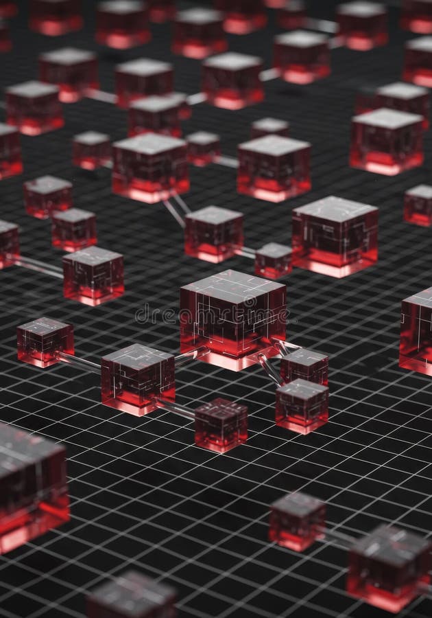 Red Glass Cubes Network Digital Data Connection Stock Illustration ...