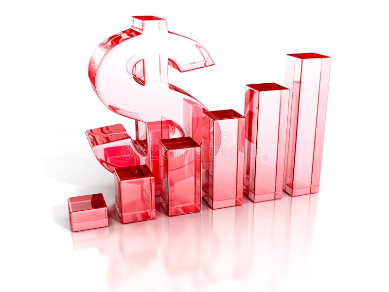 Red Glass Dollar Financial Success Bar Chart Graph Stock Illustration ...