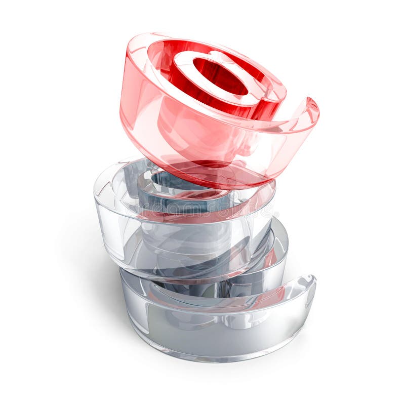 Red Glass at E-mail Icon Symbol on White Background Stock Illustration ...