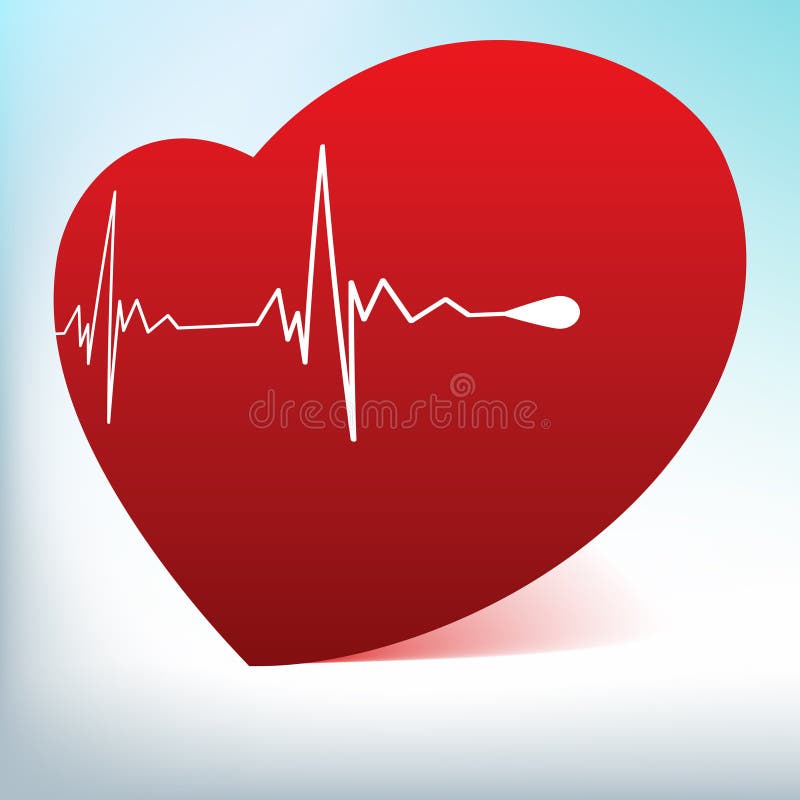 Red Glass Heart with Normal Cardiogram. EPS 8 Stock Illustration ...