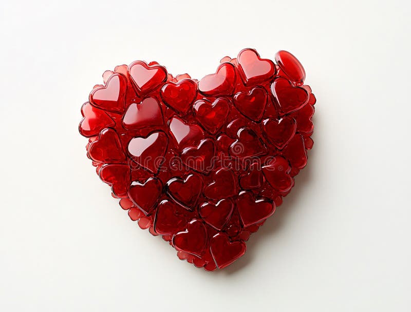 Red Glass Hearts Forming a Large Heart Shape High Quality Image Stock ...