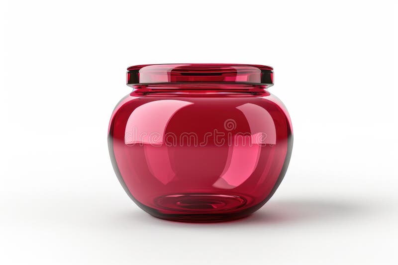 A Red Glass Jar with a Lid on a Clean White Surface. Ideal for Product ...