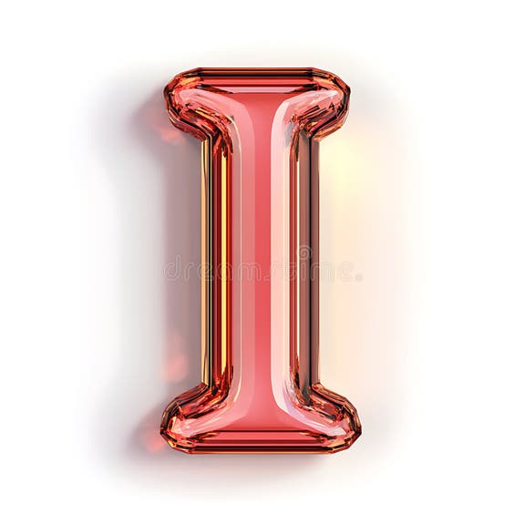 Red Glass Letter I 3D Render on White Background Stock Illustration ...