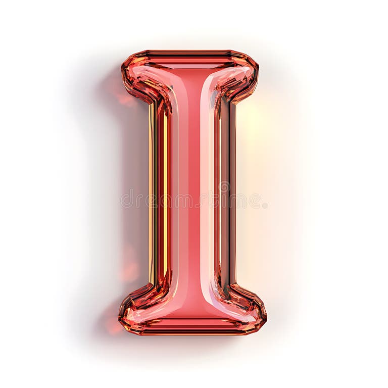 Red Glass Letter I 3D Render on White Background Stock Illustration ...