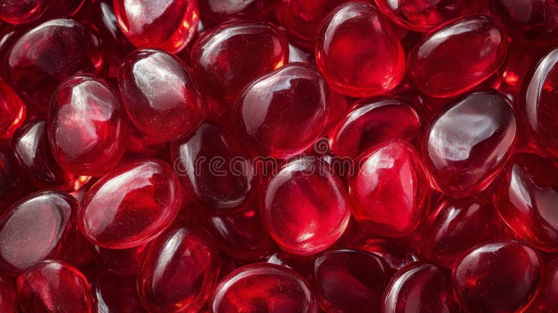 Red Glass Marbles Scattered on a Blurred Backdrop with Bright Bokeh ...