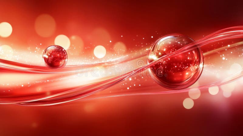 Red Glass Orbs Resting on Abstract Red Waves Stock Illustration ...