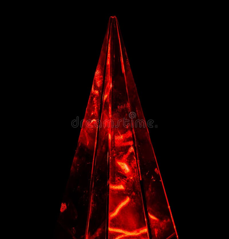Red Glass pyramid prism stock image. Image of iridescent - 253758329