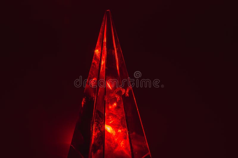 Red Glass pyramid prism stock image. Image of iridescent - 253758329