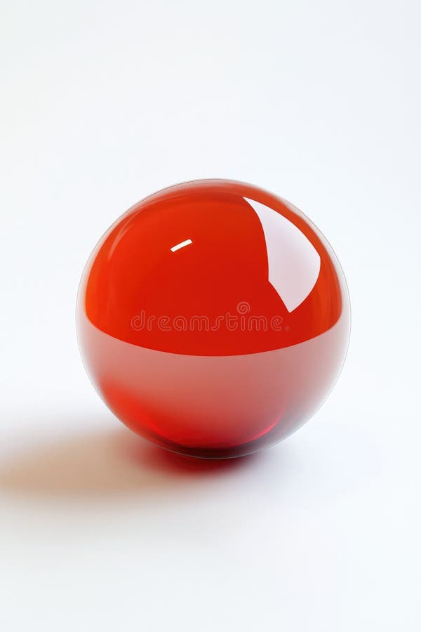 Red Glass Sphere with Reflections on White Background for Art Design ...