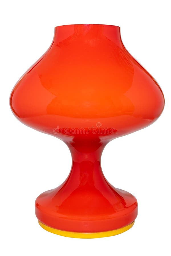 Red Glass Table Lamp, Isolated on White Stock Photo - Image of ...