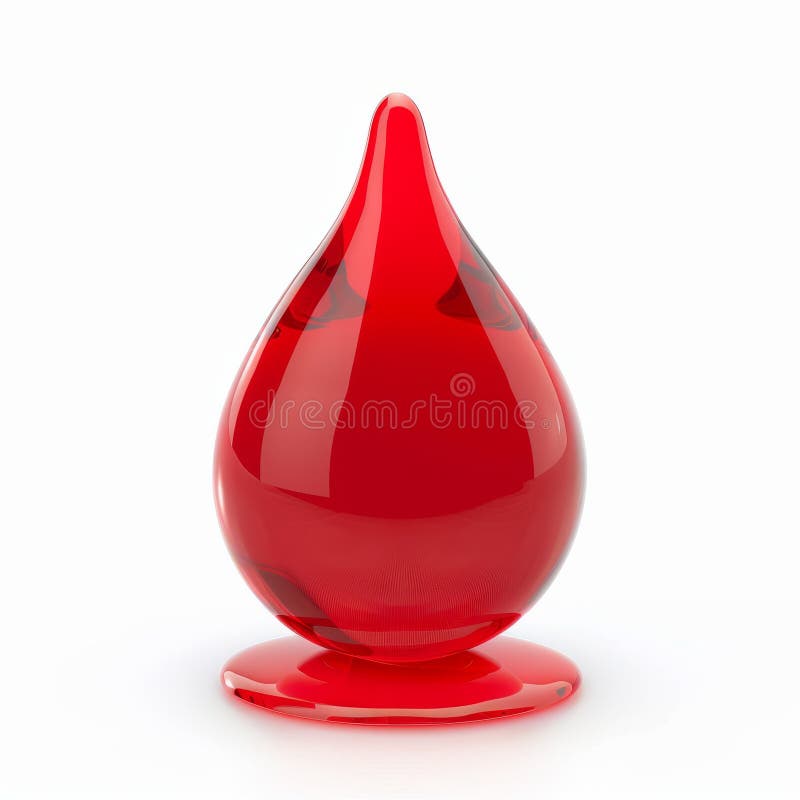 Red Glass Teardrop on a Smooth Surface on Isolated Background Stock ...