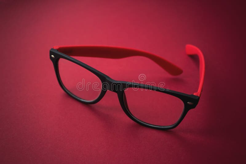 Red Glasses Eye Glasses on Red. Glasses Stock Photo - Image of myopia ...