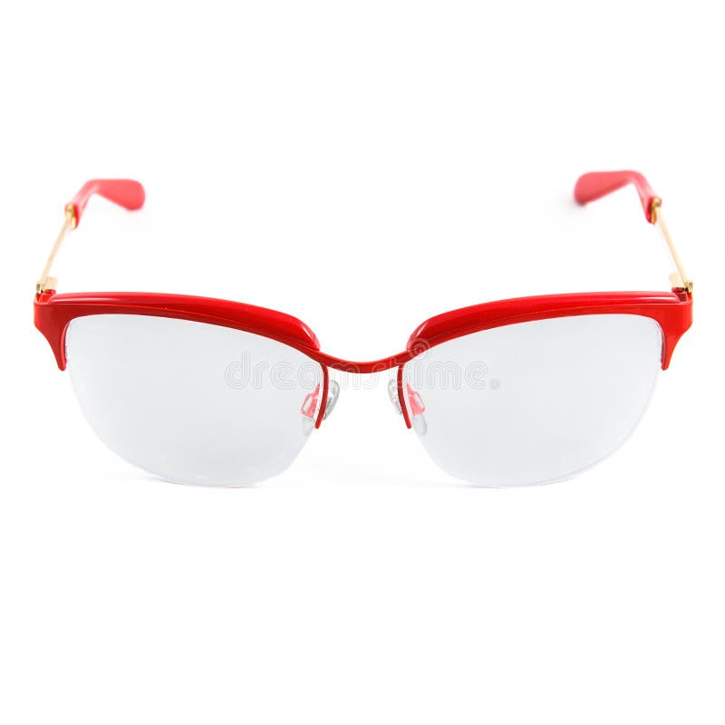 Sun Goggles and Glasses for Vision in Red Frames. Stock Image - Image ...
