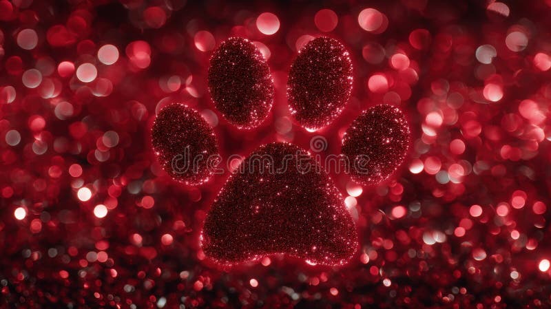 A Red Glitter Background with a Giraffe Paw Print Illuminated by Soft ...