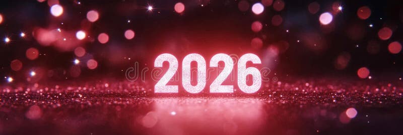 Red Glitter 2026 Background, Happy New Year 2026 Background, Bokeh Glittering Background Stock ...
