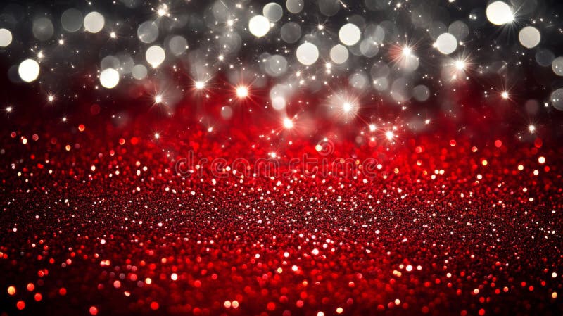 Red Glitter Background with Silver Lights and Stars Stock Illustration ...
