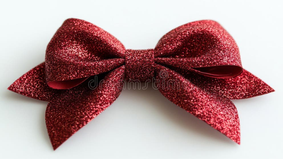 Red Glitter Bow Isolated on White Background Stock Illustration ...