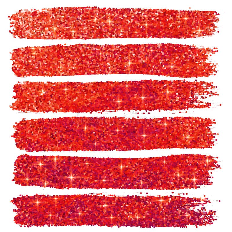 Red Glitter Brushstrokes Set Isolated at White Stock Vector ...