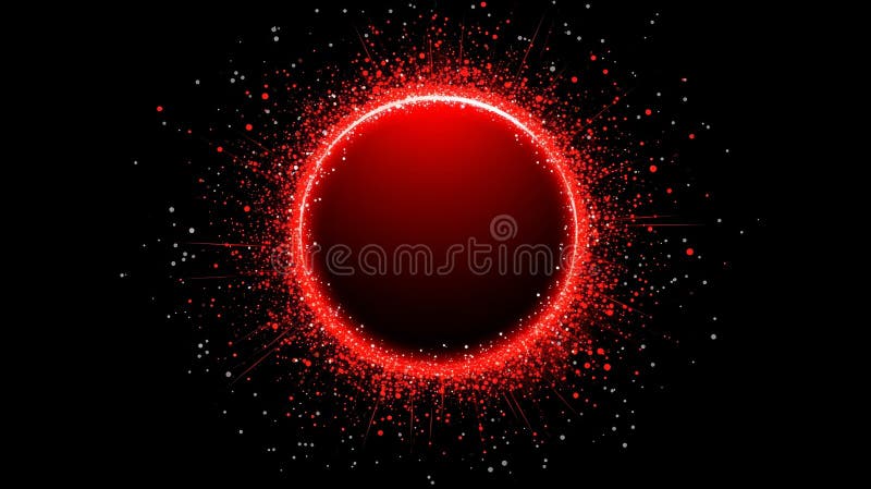 Red Glitter Circle Light Shine, Sparkles and Grey Spark Particles on ...