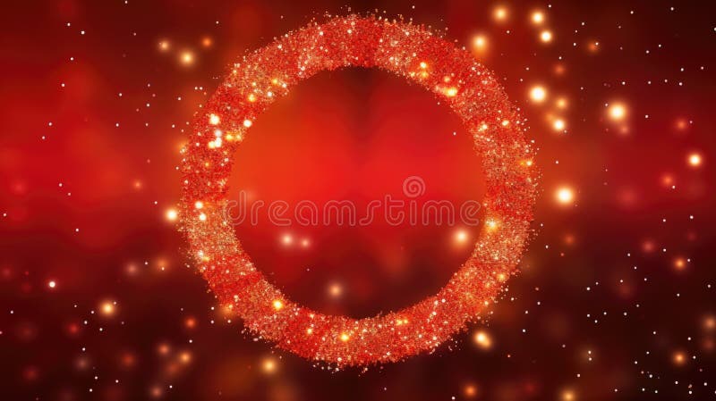 The Red Glitter of the Contour of the Round Frame, a Magical Glow Stock ...