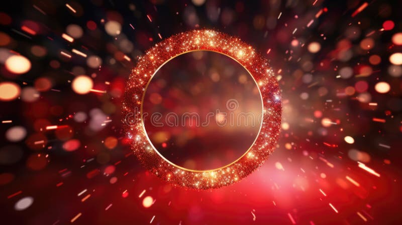 The Red Glitter of the Contour of the Round Frame, a Magical Glow Stock ...