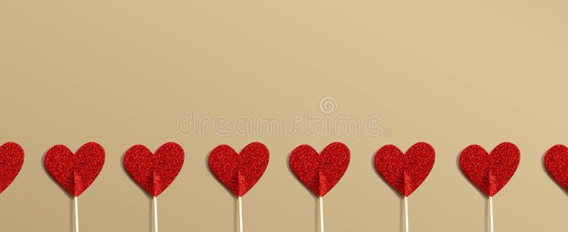 Red glitter heart picks stock image. Image of flatlay - 257208003