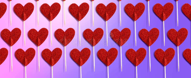 Red glitter heart picks stock image. Image of flatlay - 299006345